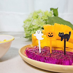 12PCS Halloween Cocktail Picks Fruit Fork Creative Fashion Cartoon Fruit Sign Childrens Holiday Fruit Fork Set