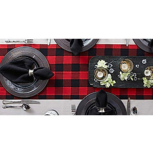 DII Buffalo Check Collection, Classic Farmhouse Table Runner, 14x108, Red & Black