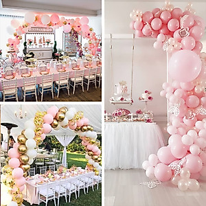 PartyWoo Pink and Gold Balloons, 60 pcs Pink Balloons, Metallic Balloons, Gold Confetti Balloons, White Balloons, Party Balloons, Latex Balloons, Birthday Party Decorations, Pink Party Decorations