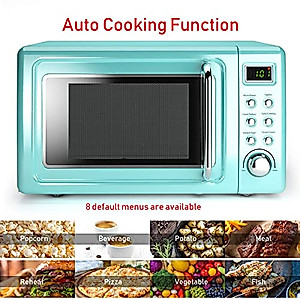 Nightcore Countert Retro Microwave Oven, Large 0.7Cu.ft, 700-Watt, Cold Rolled Steel Countertop with Time Setting, Glass Turntable Plate, Pre-Programmed Cooki, 18"(L)×14"(W)×10"(H), Green