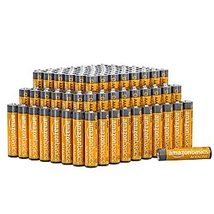Amazon Basics 100-Pack AAA Alkaline High-Performance Batteries, 1.5 Volt, 10-Year Shelf Life