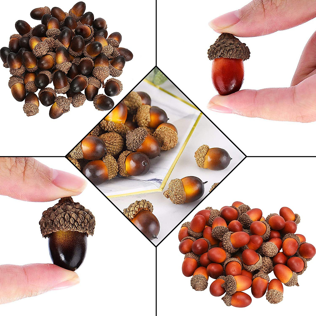 Udefineit 100PCS 3cm Artificial Mini Acorns, Fake Fruit Props Lifelike Oak Nut Plants Model Craft for Home Kitchen Table Decor, Thanksgiving Halloween Christmas Festival Decorative Ornaments (2 Pack)