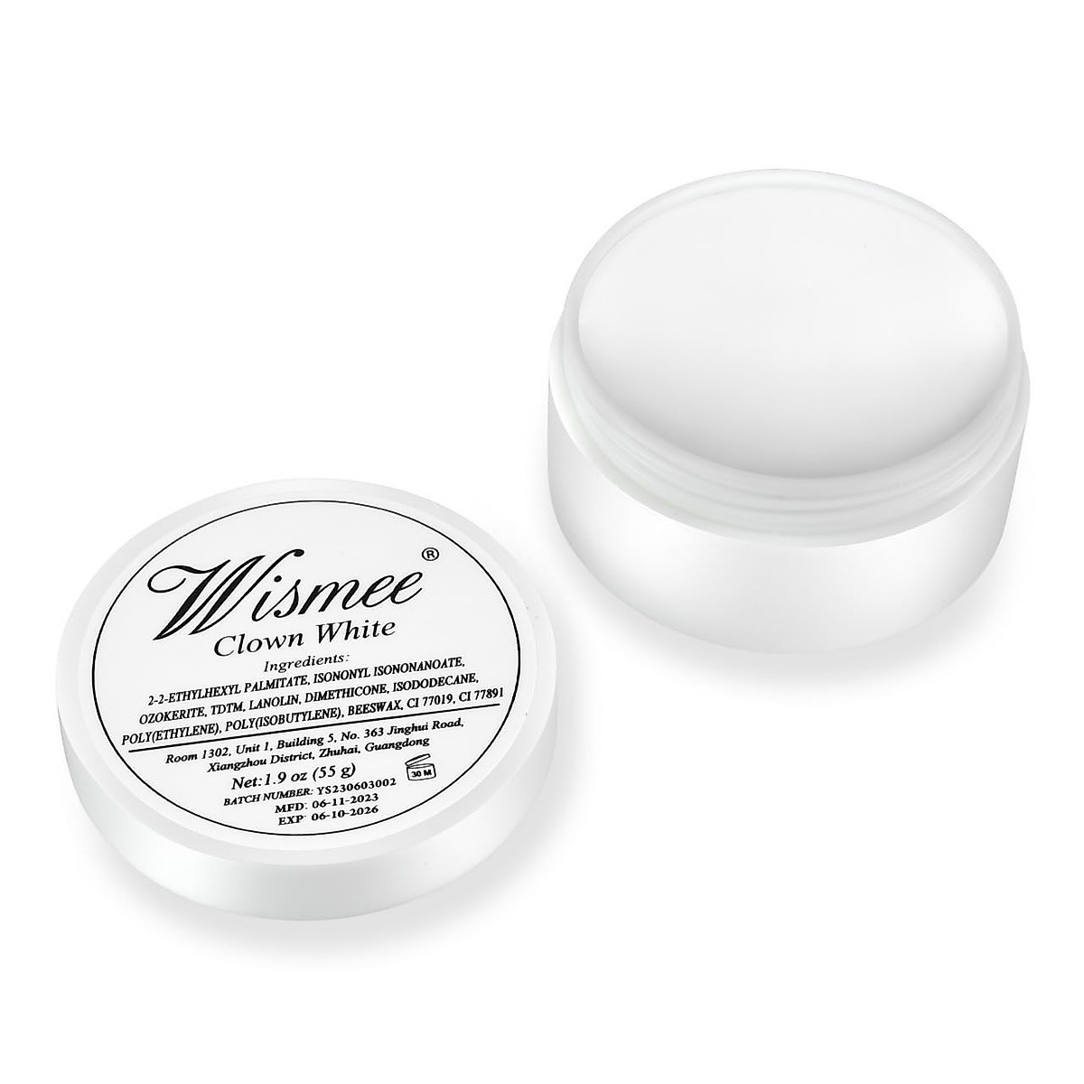 Wismee Classic White Face Body Paint Makeup Clown White Lite 1.9Oz Cake Tub, Joker Zombie Vampire Halloween Costume Single Foundation Cream for Special Effects SFX makeup Fancy Dress Up Cosmetics