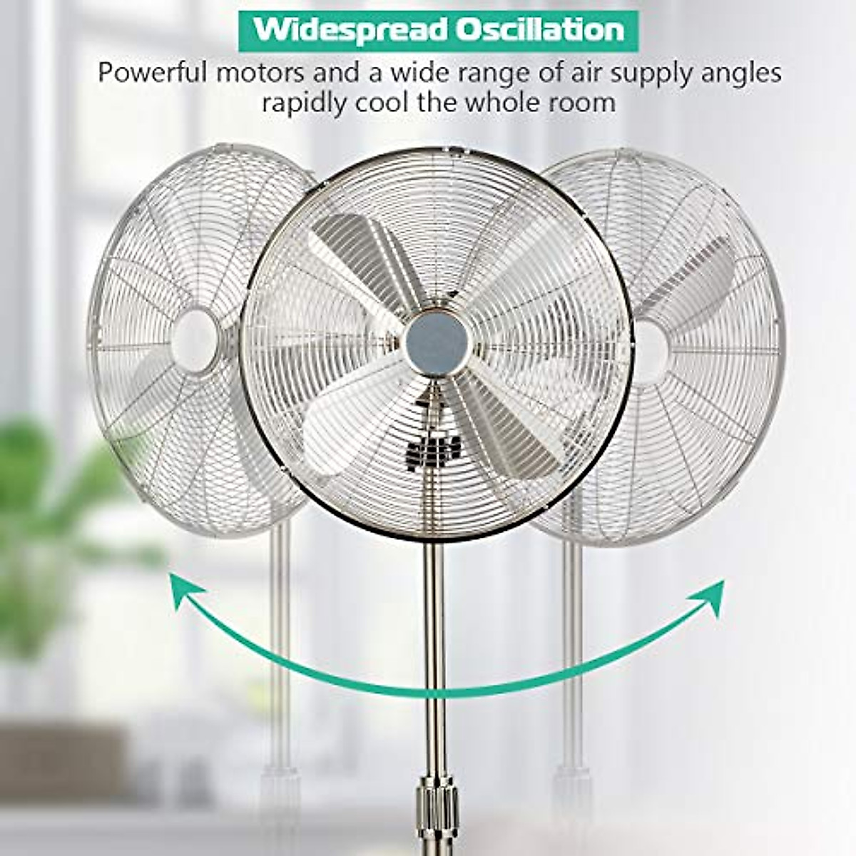 Tangkula 18-Inch Metal Pedestal Fan, Industrial Metal Standing Fan w/Powerful Motor, Height & Wind Speeds Adjustable Fan w/Wide Oscillation Angle, Perfect for Gyms, Warehouses