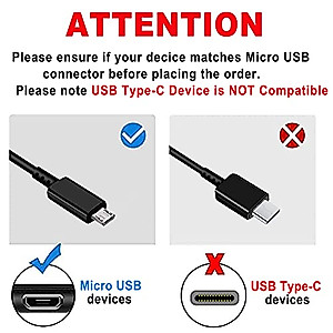 Adaptive Fast Charger Kit Compatible with Samsung Galaxy S7/S7 Edge S6 /S6 Edge/ Note5/4 S4/S3 S2 J7 J7V J5 J3 J3V J2/G3 G4 K20/ Moto E4 E5, USB Wall Charger and 5FT Micro USB Cable (2 Pack, Black)