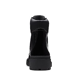 Clarks Women's Calla Zip Mid Calf Boot, Black Crinkle Patent Synthetic, 7