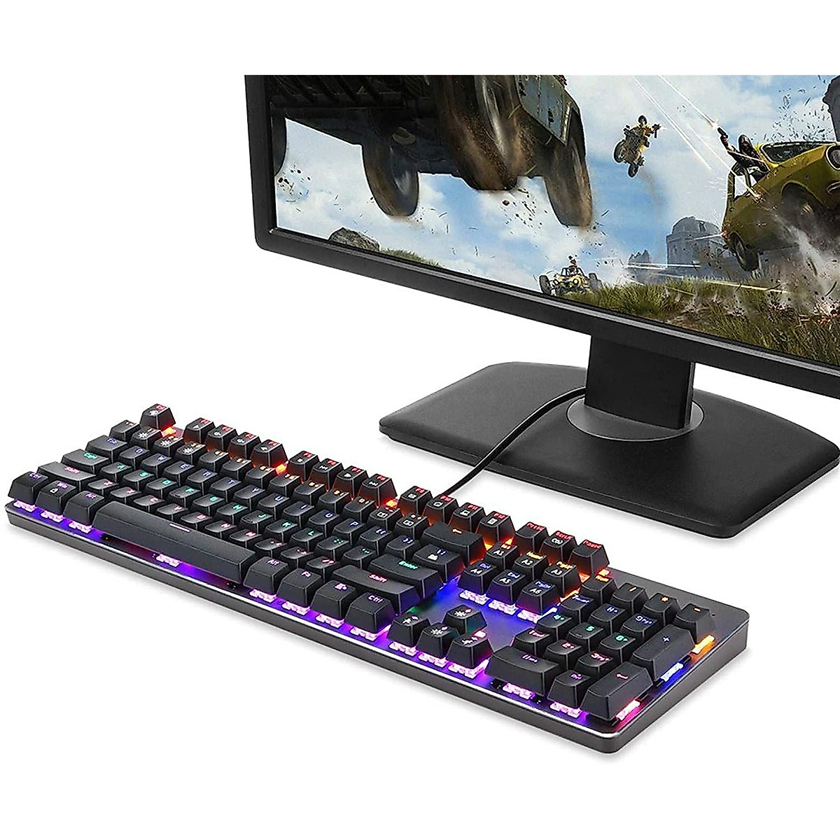 XYLXJ RGB Compact Gaming Keyboard, USB Wired 104 Keys Gaming Keyboard LED Backlit Gaming Keyboard for Laptop PC Computer Game and Work