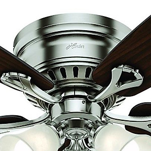 Hunter Fan 52 inch Casual Brushed Nickel Finish Indoor Ceiling Fan with LED Light Kit and Pull Chain (Renewed)