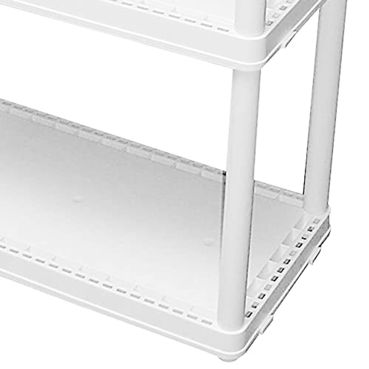 Gracious Living 3 Tier Storage Shelving Unit Organizers with Interlocking System for Garage, Playroom, Attic, and More, White (2 Pack)
