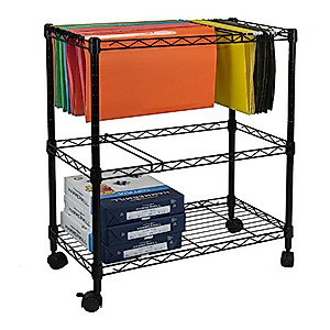 Oceanstar 2-Tier Metal Rolling File Cart, 24 in, Black