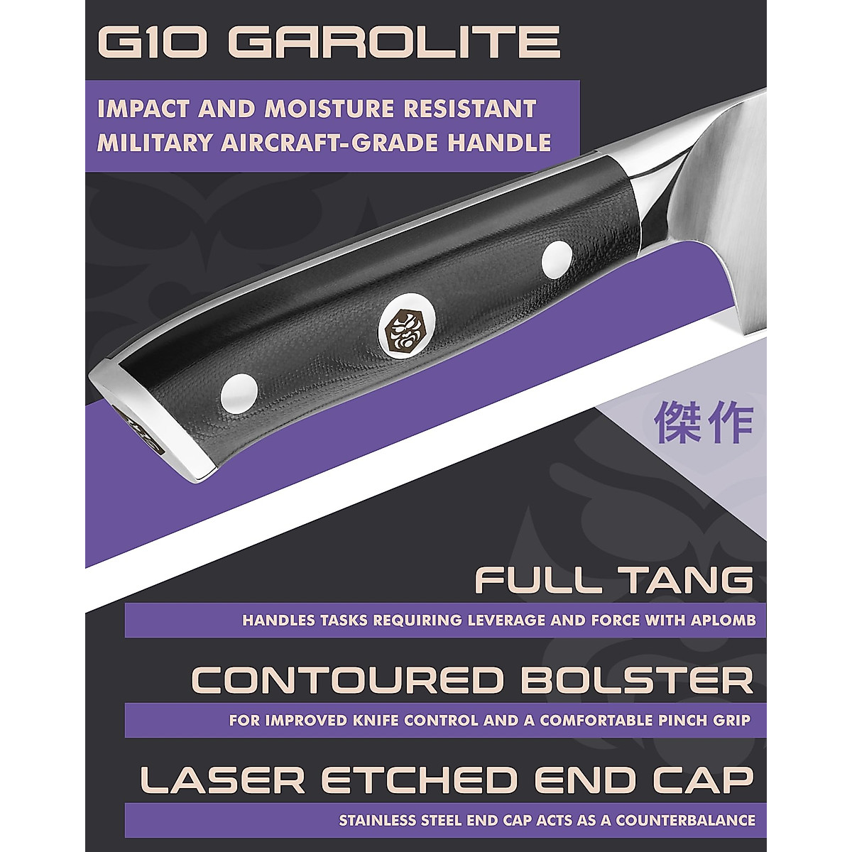 KESSAKU Nakiri Knife - 7 inch - Dynasty Series - Asian Vegetable Cleaver - Razor Sharp Kitchen Knife - Forged ThyssenKrupp German High Carbon Stainless Steel - G10 Garolite Handle with Blade Guard