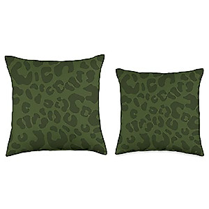 Olive Military Green Print Leopard Cheetah Animal Olive Military Green Cheetah Leopard Print Animal Skin Throw Pillow, 18x18, Multicolor
