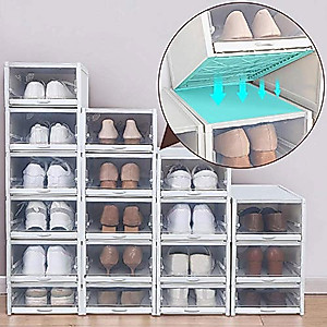 TAZSJG Shoes Rack Plastic Foldable Stackable Shoes Boxes Shoebox Shoe Organizer for High Heels Sports Shoes Storage Drawers