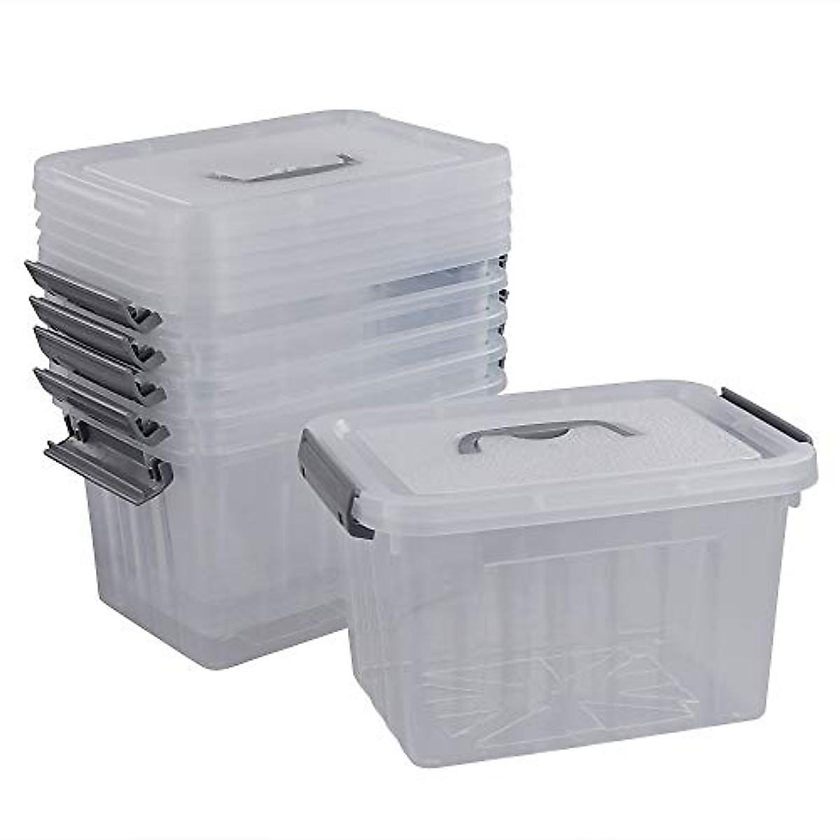 Cand 6 Quart Storage Bin with Lid, Plastic Box for Organizing, 6 Packs