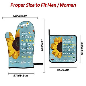 Firiseroh Oven Mitts and Pot Holders 4pcs - Sunflower High Heat Resistant Oven Gloves Potholders Set - Non-Slip Hot Pads for Baking, Cooking, BBQ Grilling