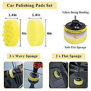 FCLUSLL 30Pcs Car Cleaning Tools Kit, Car Detailing Kit with 18inch Rim Wheel Brush, Detail Brushes, Wash Mitt, Interior and Exterior Auto Wheel Tire Brush Set (Yellow