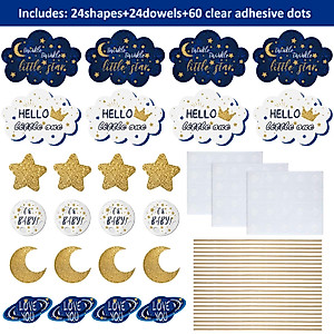 24 Pcs Twinkle Small Star Centerpiece Sticks for Baby Shower Star Party Table Toppers Birthday Party Decoration Moon Decoration Glitter Star Centerpieces Birthday Party Supplies