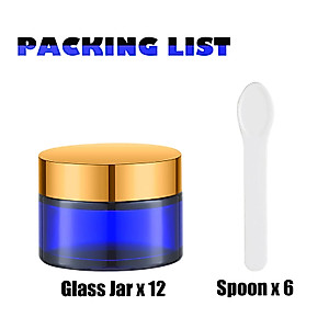 Lil Ray 1 oz Round Cobalt Blue Glass Jar with Inner Liners and Gold Lid (12pcs)