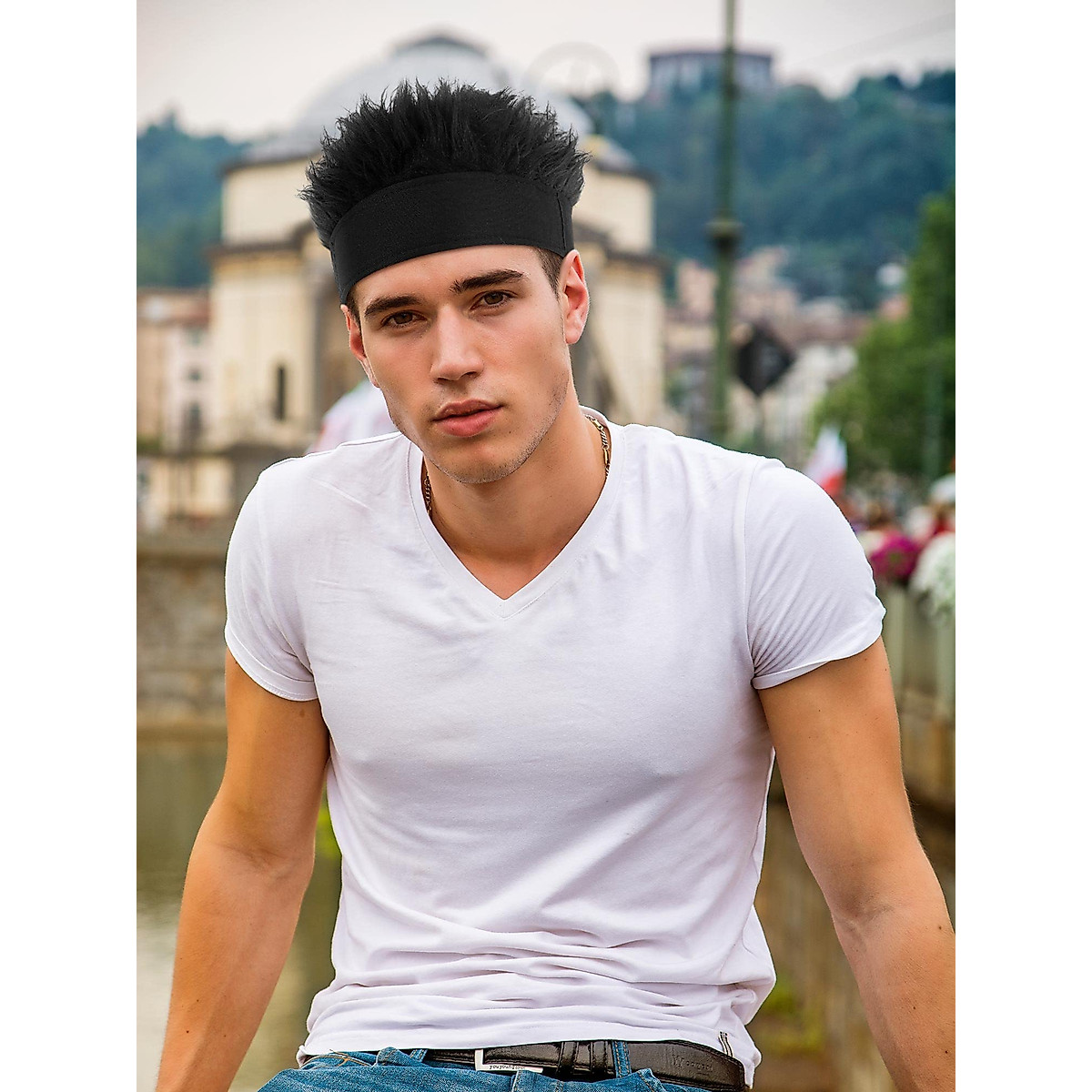 3 Pcs Men's Novelty Hair Hats Spiked Funny Golf Visors Adjustable Wig Visor Hat Wig Peaked Baseball Hat for Men Women Gifts (Solid Color)