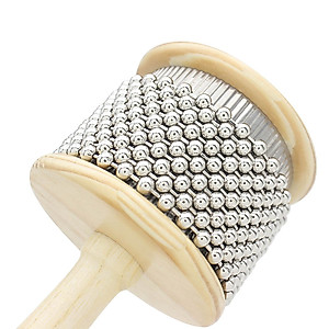 Mowind Wooden Cabasa Hand Shaker Percussion Instrument with Metal Beads for Classroom Band 3.4" Size