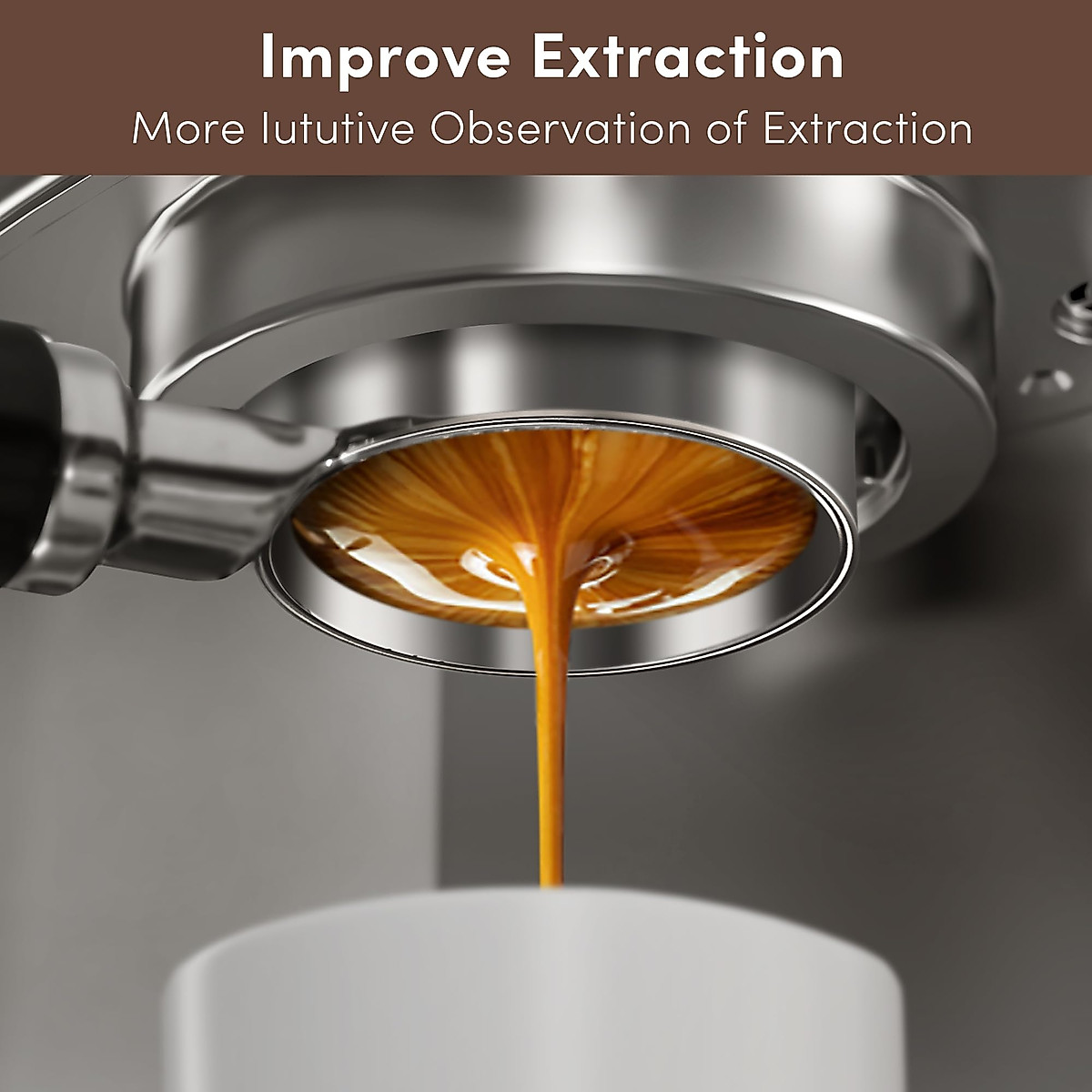 51mm Bottomless Portafilter, Wirsh 3 Ears Full Stainless Steel Bottomless Naked Portafilter with Non-Pressurized Filter Basket for Wirsh Espresso Machine CM5418, CM1665