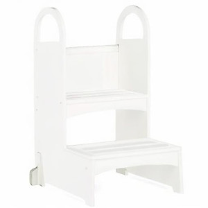 Guidecraft High-Rise Step-Up - White: Two Step Stool with Handles and Safety Non-Slip Treads and Anti-Tip Feet for Kids and Adults- Quality Learning Furniture