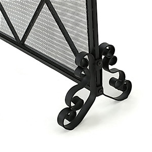 Christopher Knight Home Howell Single Panel Iron Fireplace Screen, Black