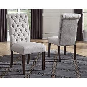 Signature Design by Ashley Adinton Classic Upholstered Dining Chair, 2 Count, Light Gray