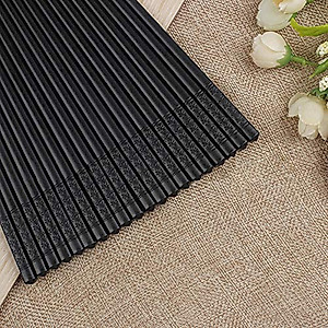 10 Pairs Chopsticks,9.5 Inch No Slip Fiberglass Chopsticks Resuable Dishwasher Safe，Use for Caterers, Restaurants, Buffets, Cafeterias, Diners, Cafes(Black)