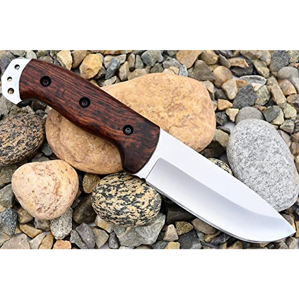 ALZAFASH Handmade Horizontal Carry Knife with Honing Steel , Hunting Knife with Sharpening Steel