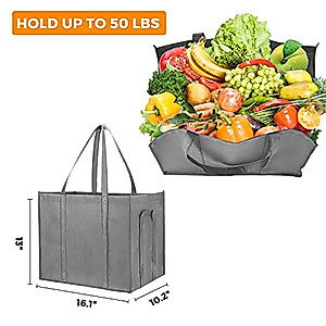 MAXCYCLE Reusable Grocery Bags 10 Pack Large Durable Foldable Shopping Tote Bags with 10 Removable Bottoms For Groceries