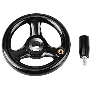 Ozgkee Lathe Machine, Winch 1Pc 12 100Mm Black Round 3 Spoke Hand Wheel for Lathe Milling Machine Hand Wheel