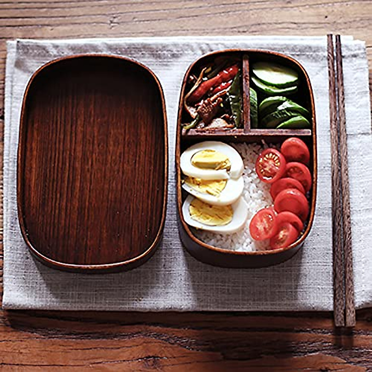 XSZSY Wooden Lunch Box,Japanese Wooden Bento Boxes with Chopsticks and Spoon 3 Containers for Kids Girls Boys Adult at School Work