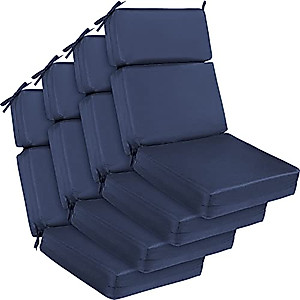 Outdoor Chair Cushion High Pack Patio Cushion Beach Lounge Cushion Patio Furniture Seat Cushion Water Resistant Chaise Replacement Cushion for Outside Balcony Lawn Pool Backyard (Purplish Blue, 4)