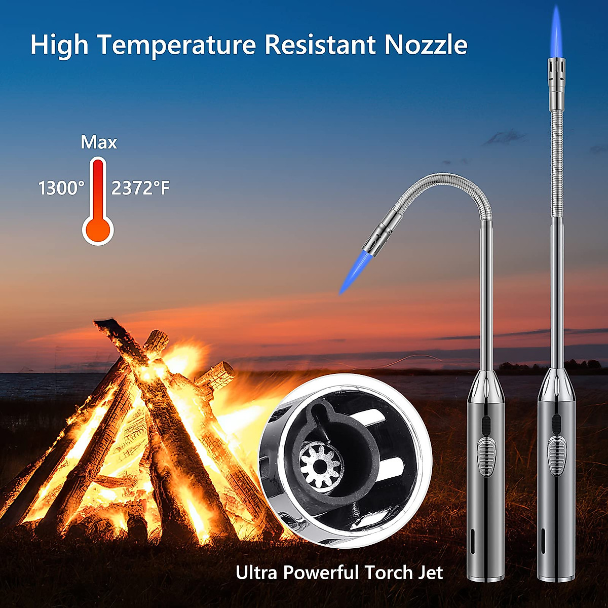 Butane Torch Lighter, 10.1 Inches Long Neck Cooking Torches and 16.5 Inches Long Neck Cooking Torches