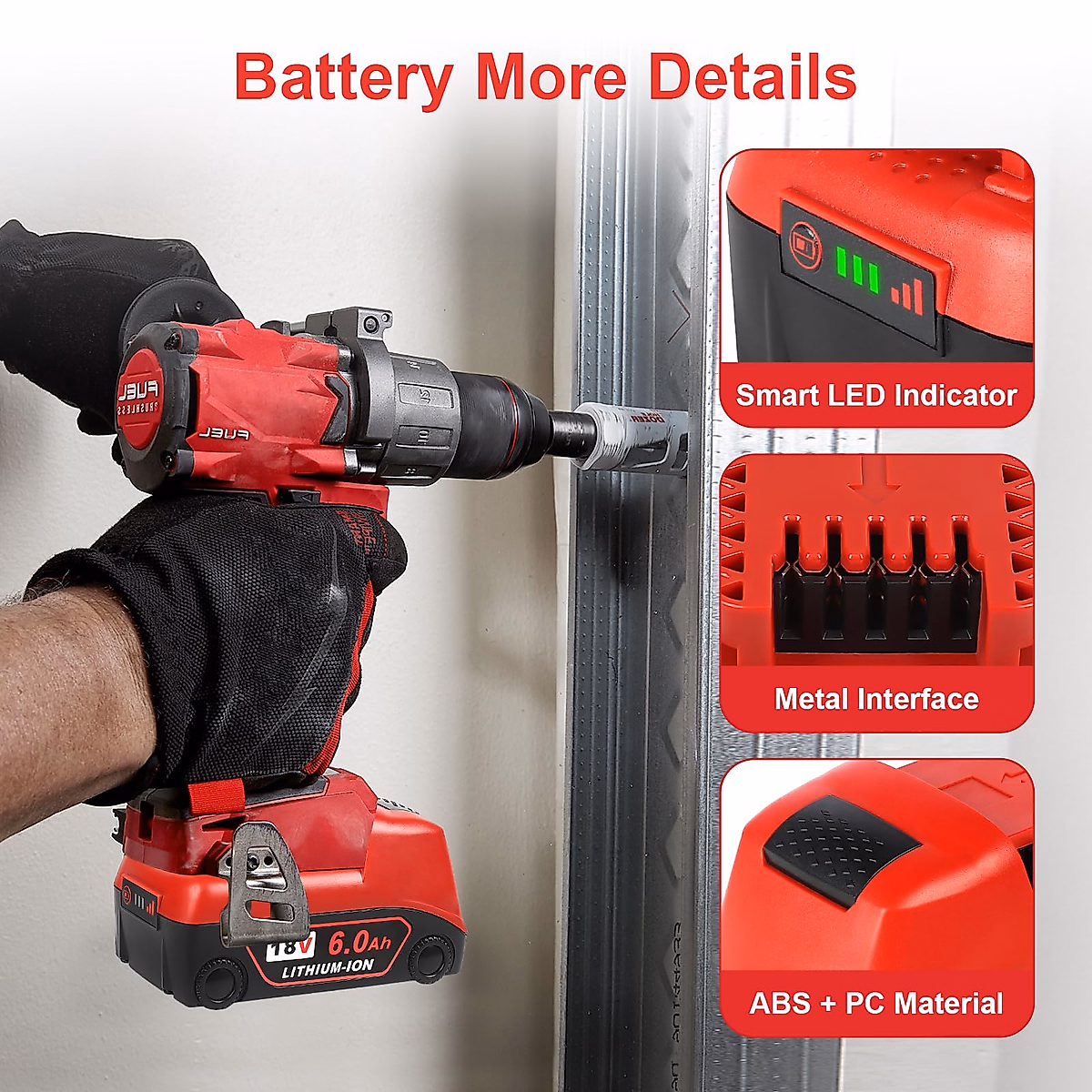 QuasuHaven Upgraded 4Pack 6.0Ah Replacement for Milwaukee M18 Battery Compatible with Milwaukee Battery Cordless Power Tools 48-11-1852 48-11-1850 48-11-1840 48-11-1890 48-11-1828