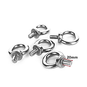 Eowpower 5 Pieces Stainless Steel M10 Male Thread Machinery Shoulder Lifting Ring Eye Bolts