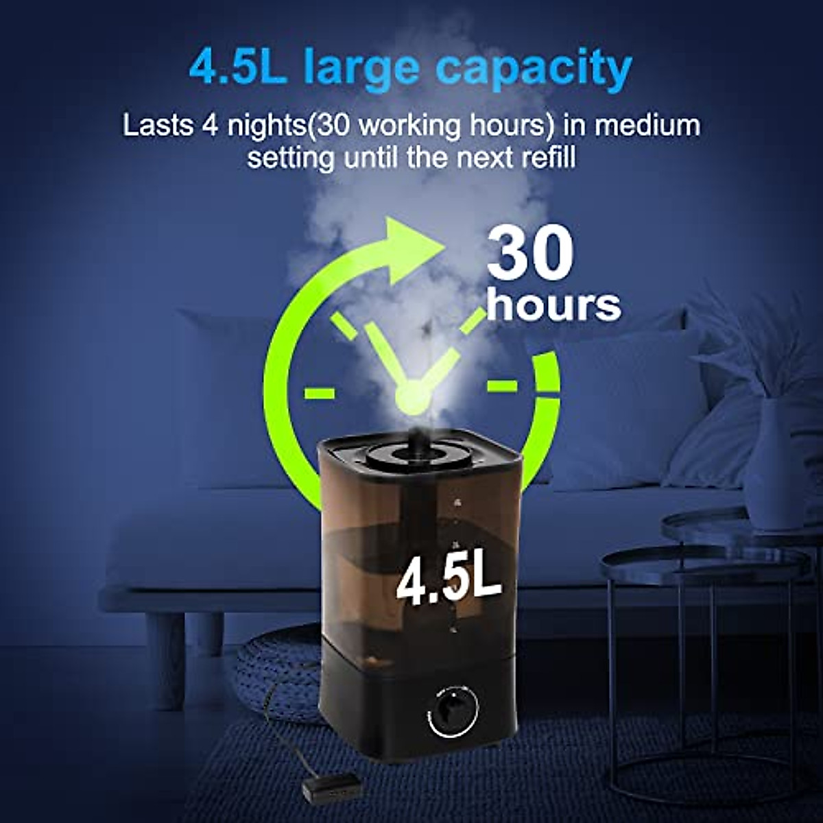 Reptile Fogger 4.5L Top Filling Terrariums Humidifier Reptile Mister Lizard Tortoise Amphibian Foger with Hose for Reptiles, Amphibians, Herps, Vivarium(Dial Knob)