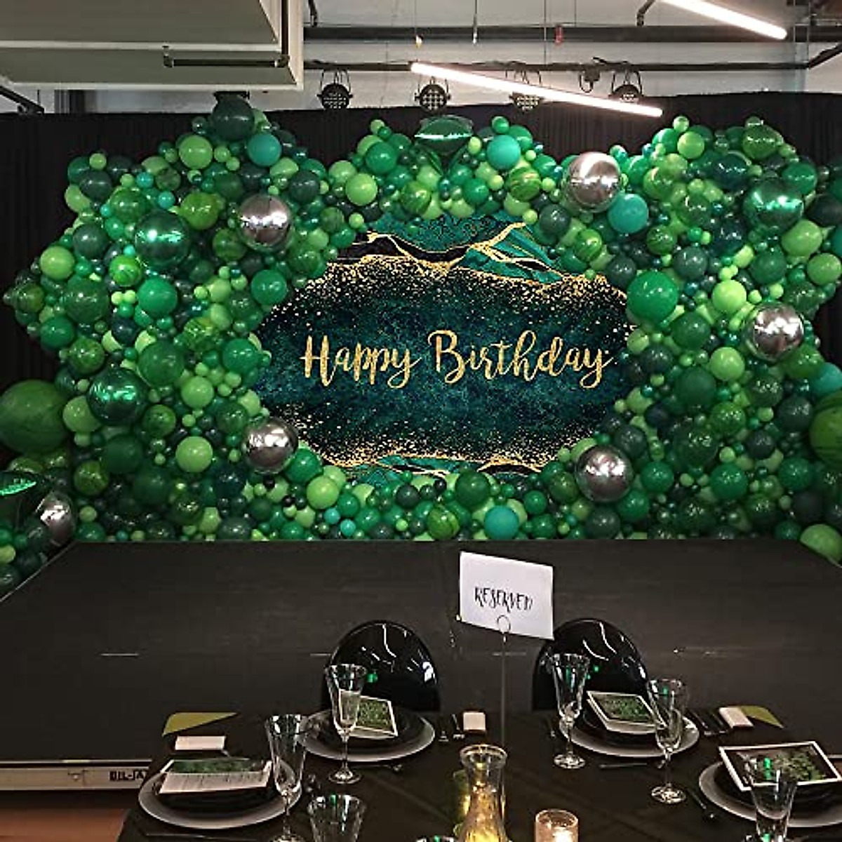 Crefelimas Emerald Green Happy Birthday Backdrop Green and Gold Birthday Party Decorations Turquoise Abstract Marble Fluid Men Women Birthday Background Props……