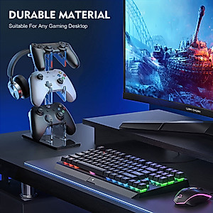 Universal Dual Controller Holder Headset Stand: Game Controller Stand 3 Tier Gamepad Headphone Stand Acrylic Holder Storage Organizer for Xbox Series PS5 PS4