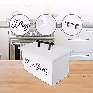 Dryer Sheets Holder, Farmhouse Dryer Sheets Dispenser, Wood Container Box with Lid, Rustic Caddy, Fabric Softener Storage Bin for Laundry Room Decor Organizer