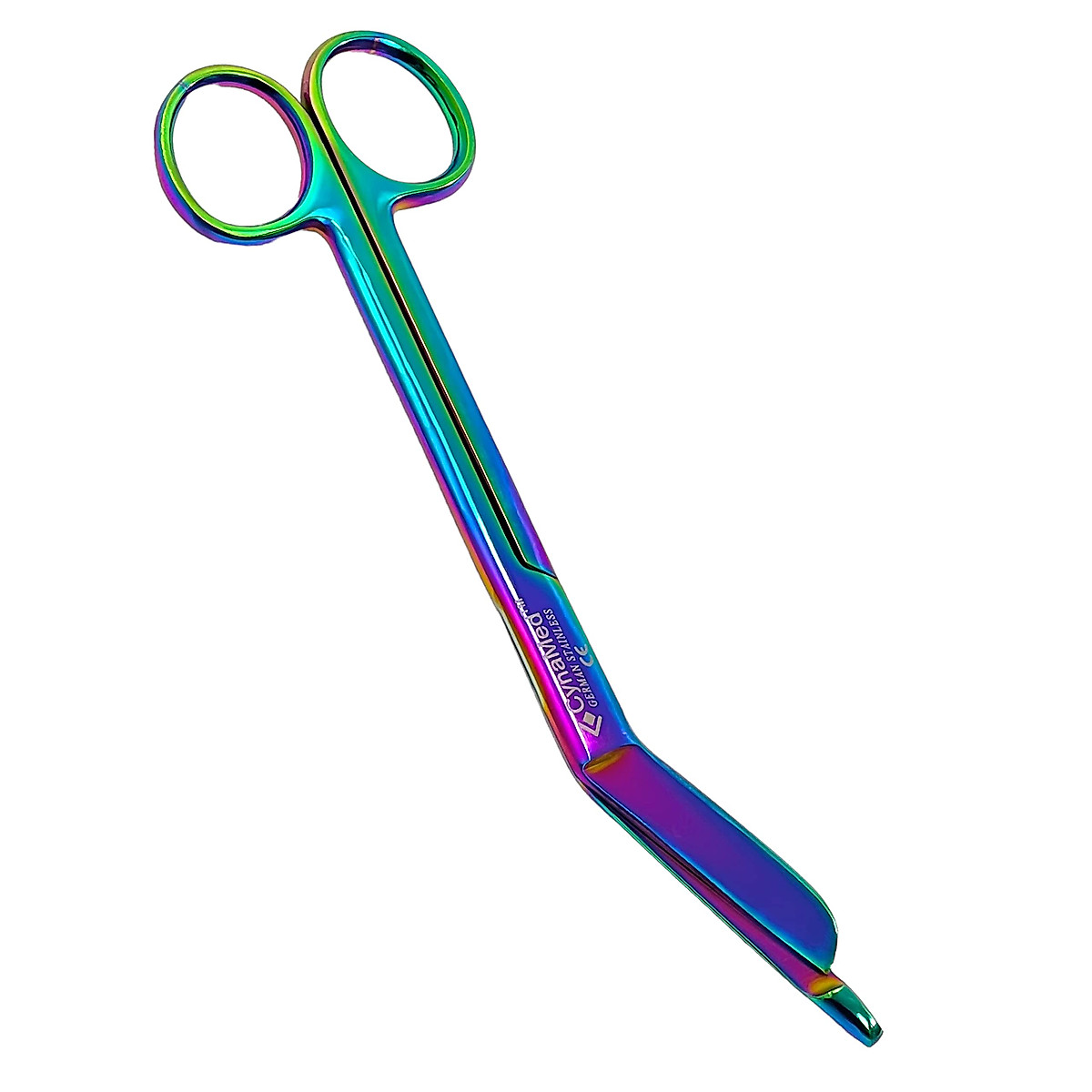 CynaMed German Nurses Doctor Lister Bandage Scissors 7.25" +5.5" + HEMOSTAT Forceps Str +Cvd 5.5" Multi Color Rainbow Color Stainless Steel - (Set of 4)