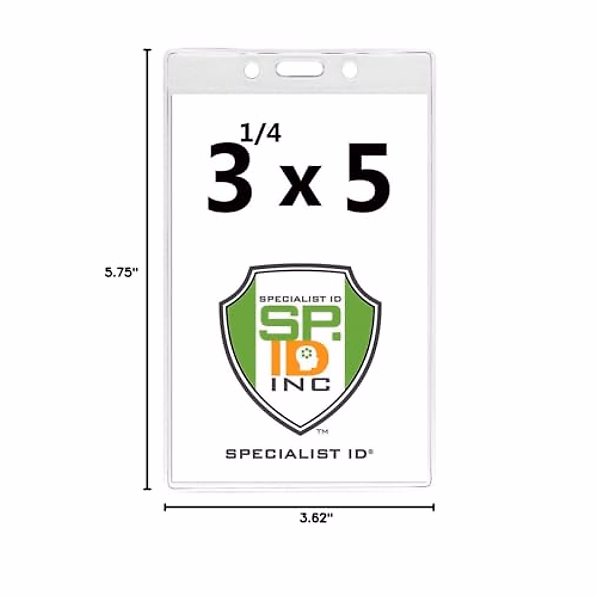 Premium Heavy Duty 3 1/4 X 5 Extra Large ID Badge Holder - Clear Vinyl 3x5 Vertical Card Sleeve for Name Badges, Sporting Events and Trade Shows by Specialist ID