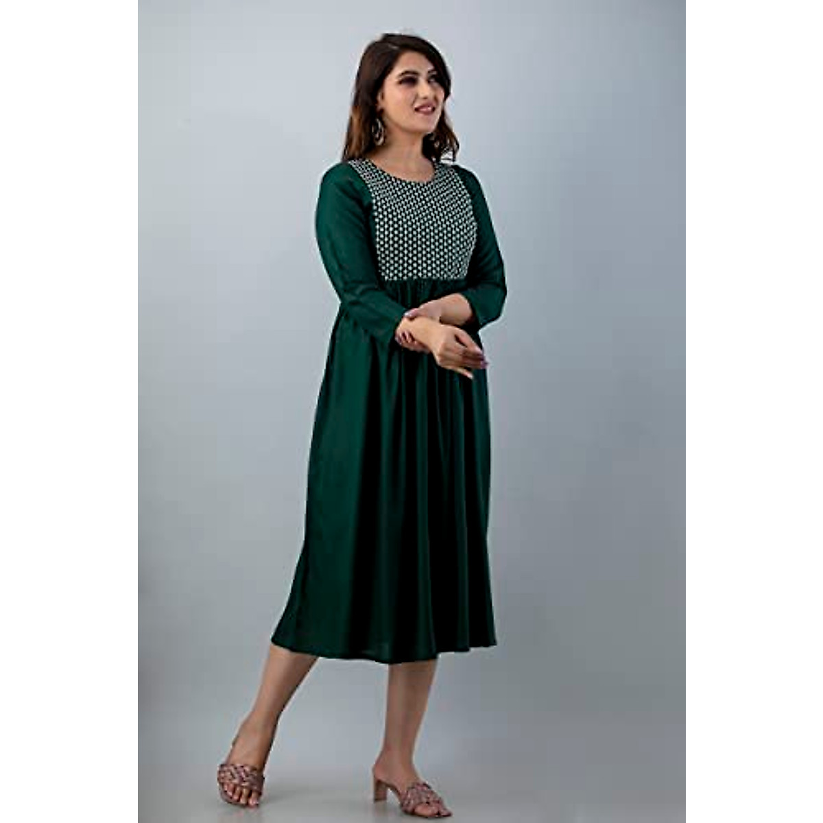 JG Flared Gown for women Indian Tunic Long Dresses Anarkali gown kurtas for women party wear(XXL,Green)