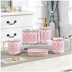 DVTEL Bathroom Five-Piece Set, Wash and Gargle Set, Simple Bathroom, Brush Teeth, Gargle Cup, Ceramic Bathroom Supplies