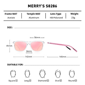 MERRY'S Polarized Sunglasses for Women Aluminum Men's Sunglasses Driving Rectangular Sun Glasses for Men/Women