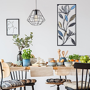 OUSHUAI Home Wall Decor Rectangle Wood Or Metal Wall Décor - Eclectic Wall Hanging Art Sculptures With Fram for Living Room, Office, Study