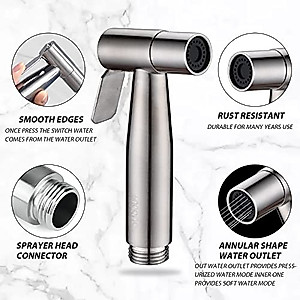 Wekuku Handheld Bidet Sprayer for Toilet-Adjustable Water Pressure Control with Bidet Hose for Wash (Brushed Nickel)