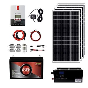 ECI Power 1.3KWH 12V Solar Power System Kit | LiFePO4 12V 100Ah, 400W Mono Solar Panels, 30A MPPT Solar Charge Controller, 2KW Pure Sine Wave Inverter Charger | RV, Trailer, Camper, Marine, Off Grid