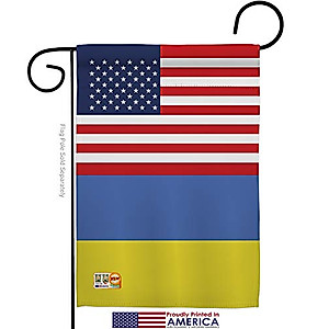 Americana Home & Garden Ukraine US Friendship Garden Flag - Regional USA American Alliance World Country Particular Area - House Decoration Banner Small Yard Gift Double-Sided Made In 13 X 18.5